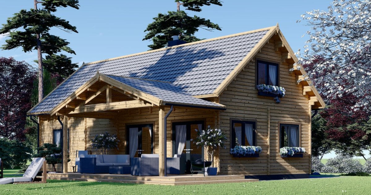 Groot houten huis als comfortabele gezinswoning