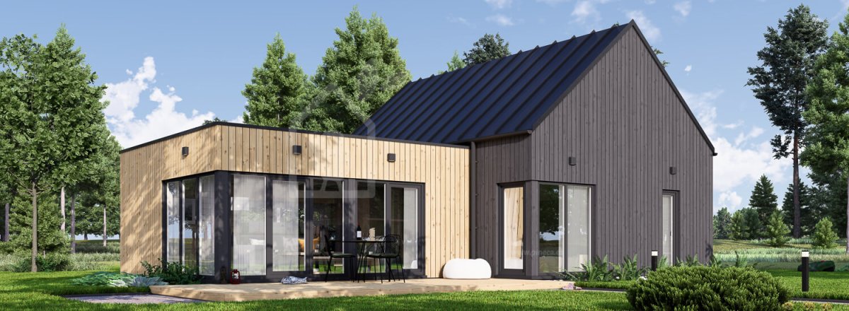 Houten huis / prefab woning MIRABEL (44 mm + gevelbekleding), 69 m²