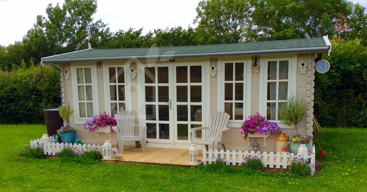 Tuinhuis blokhut DEVON (Geïsoleerd, 34+34 mm), 6x4 m, 24 m²